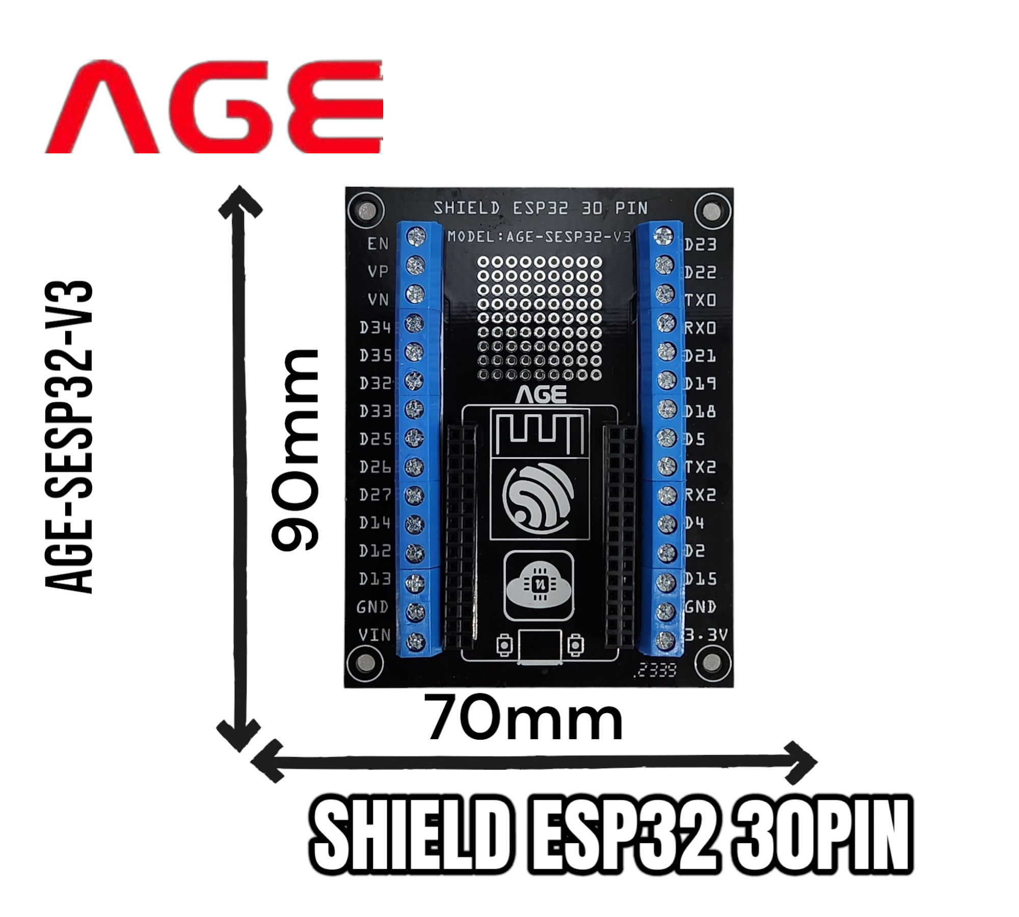 Shield Nodemcu Esp32 30 Pin Age Sesp32 V3screw Shield บอร์ดขยายขา บอร์ดเสริม แบบterminal Block