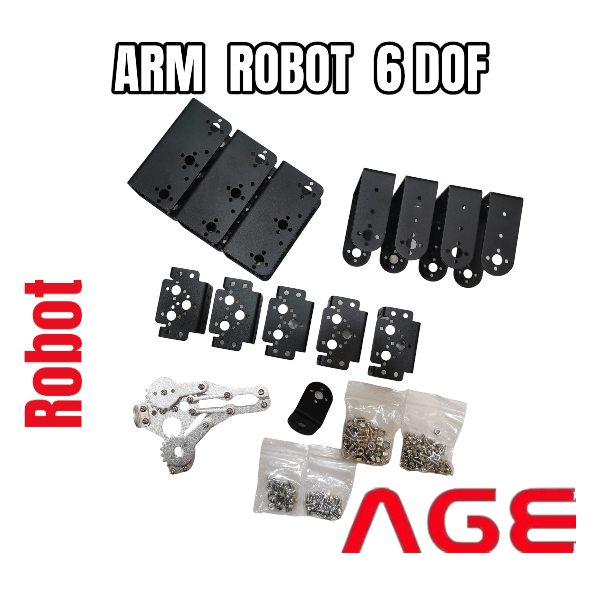 ชุดโครงแขนกลหุ่นยนต์โลหะสีดำ แขนมือจับสี่เงิน Arm Robot Arduino 6dof สําหรับ Arduino Diy