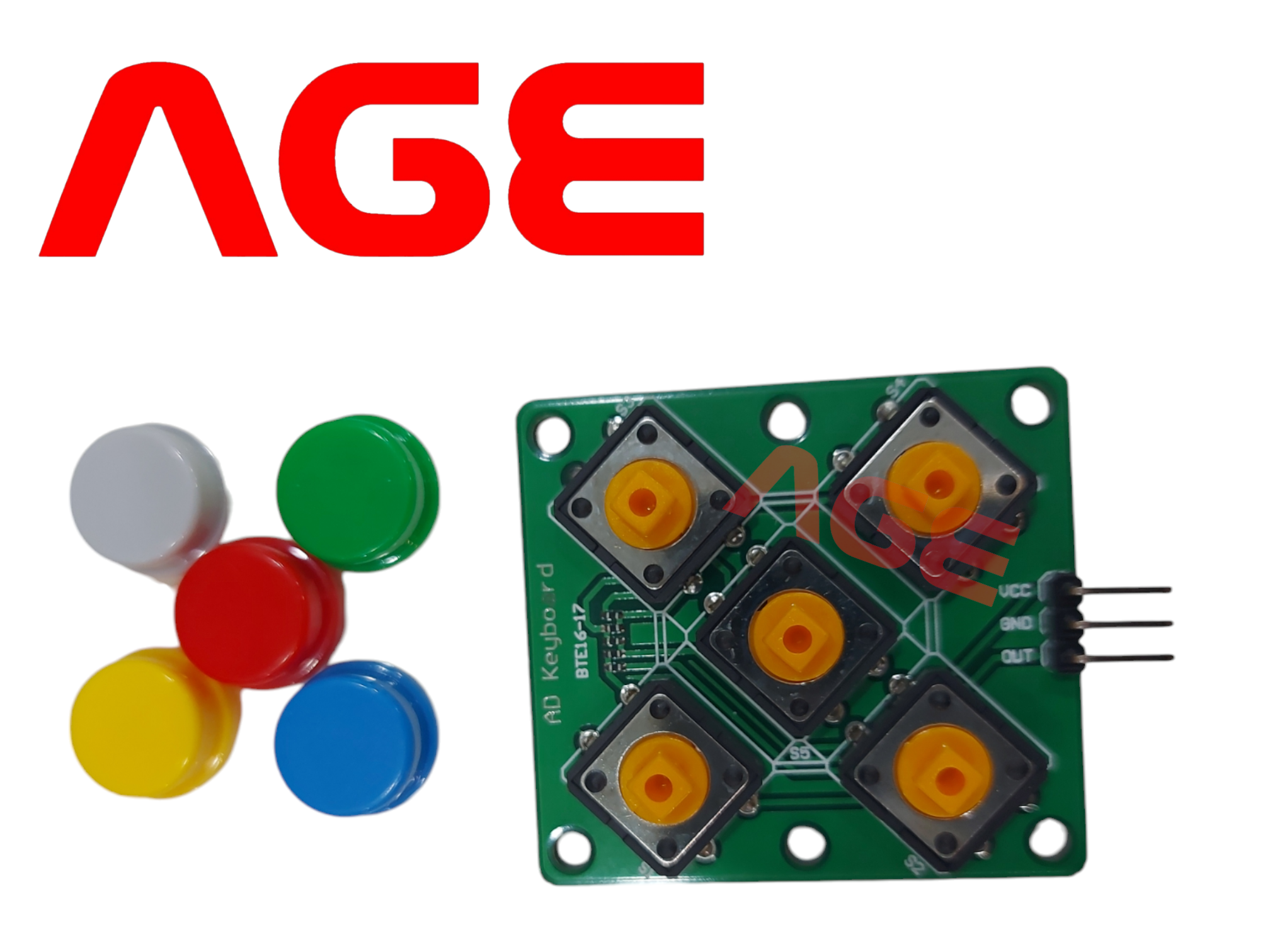 โมดูลสวิตช์กดติดปล่อยดับ 5 ปุ่ม 5 สี สำหรับ Arduino Agebkk จำหน่ายและนำเข้า Arduino Board