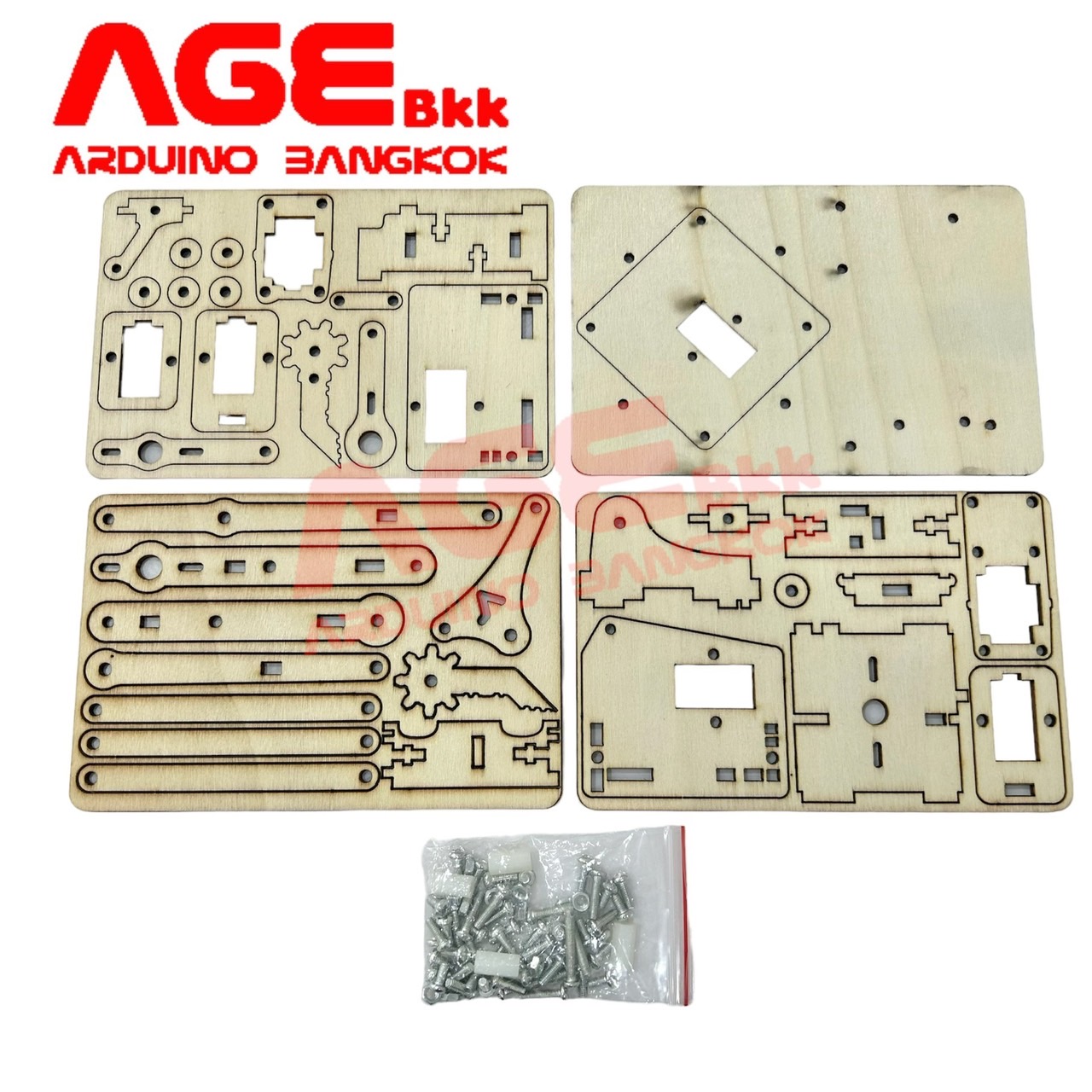 แขนกลหุ่นยนต์ Arm Robot 4dof Arduino V20 วัสดุทำจากไม้อัด ไม่รวมมอเตอร์และบอร์ดควมคุม