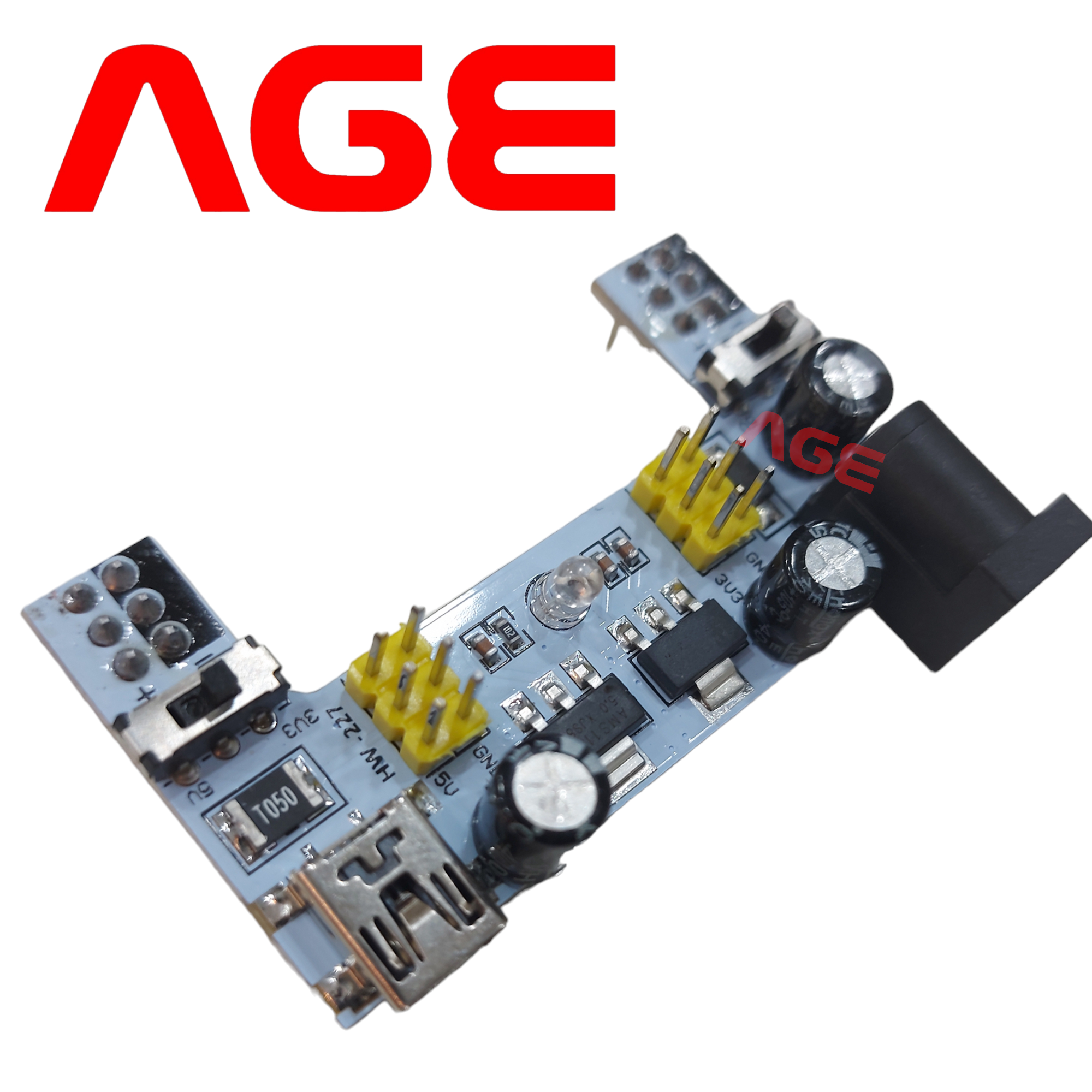 Breadboard Power Supply Module USB mini พร้อมสวิตช์ 7-12V to 5V 3.3V ...