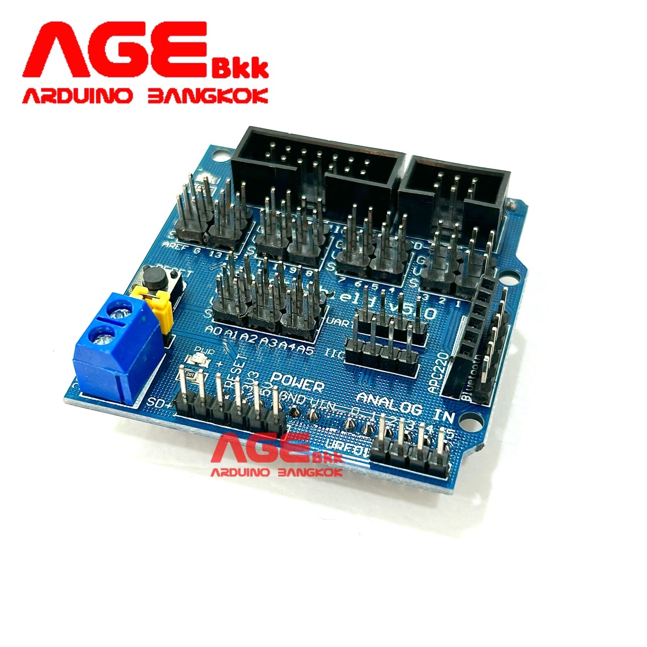 บอร์ดขยายขา บอร์ดเสริม Uno R3 Sensor Shield V50 For Arduino Agebkk จำหน่ายและนำเข้า Arduino