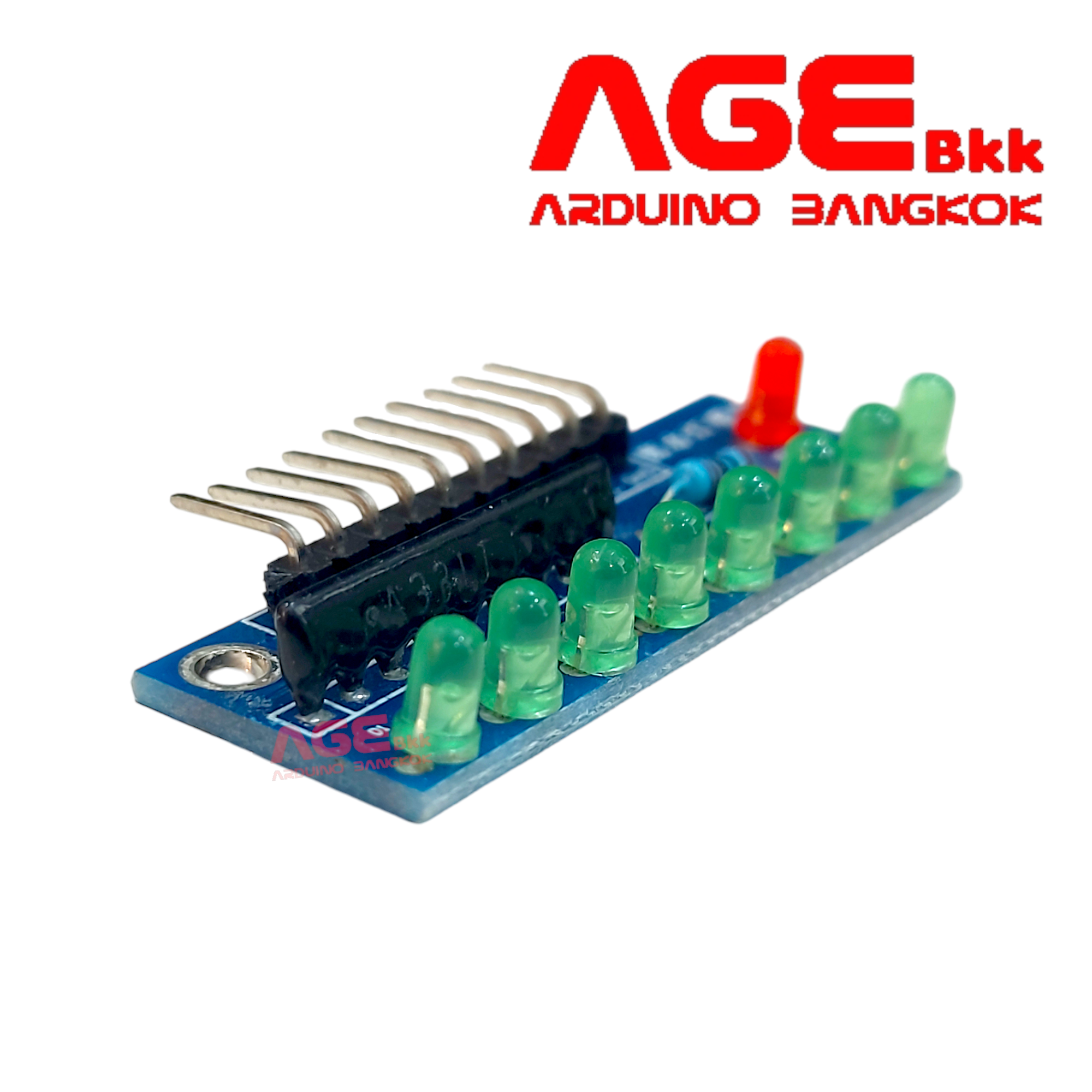 8 LED 3mm Green Line Module บอร์ดทดลอง LED 3mm สีเขียว 8 ดวง - AgeBkk จำหน่ายและนำเข้า Arduino ...