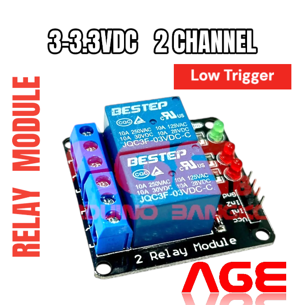 บอร์ด Relay 2ช่อง 3V Relay Module 3V 2 Channel Isolation Low Trigger 250V/10A - AgeBkk จำหน่าย ...