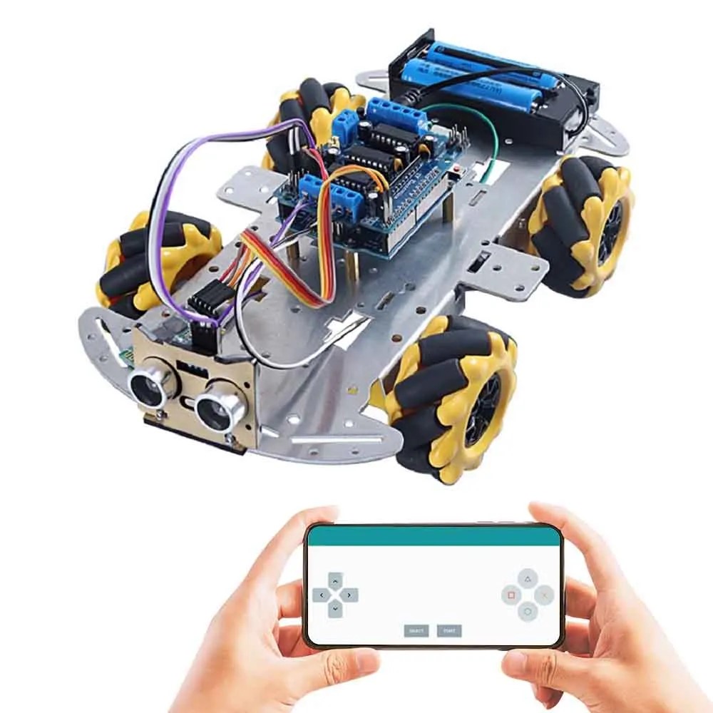 หุ่นยนต์หลบหลีกสิ่งกีดขวางด้วยอัลตร้าโซนิค ควบคุมผ่านบลูทูธ Smart Robot Car Kit 4wd Arduino Uno