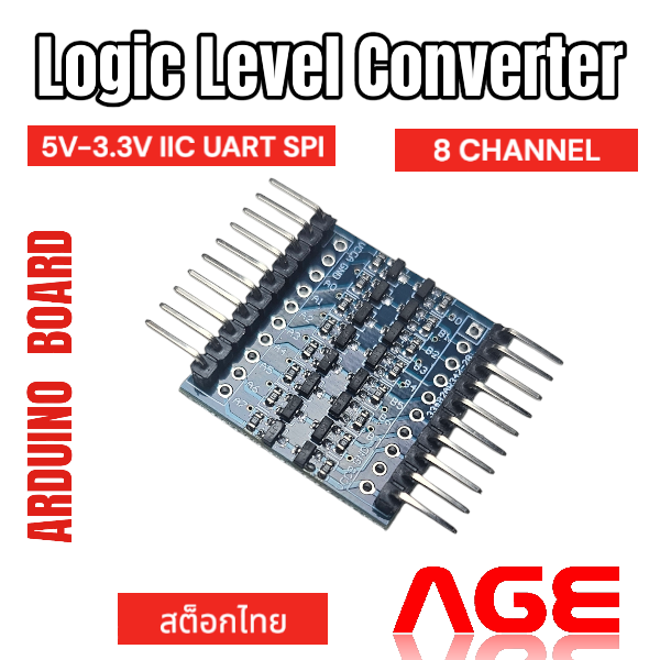 Logic Level Converter MODULE 8 CHANNEL 5V-3.3V IIC UART SPI บัดกรีขาแล้ว - AgeBkk จำหน่ายและ ...
