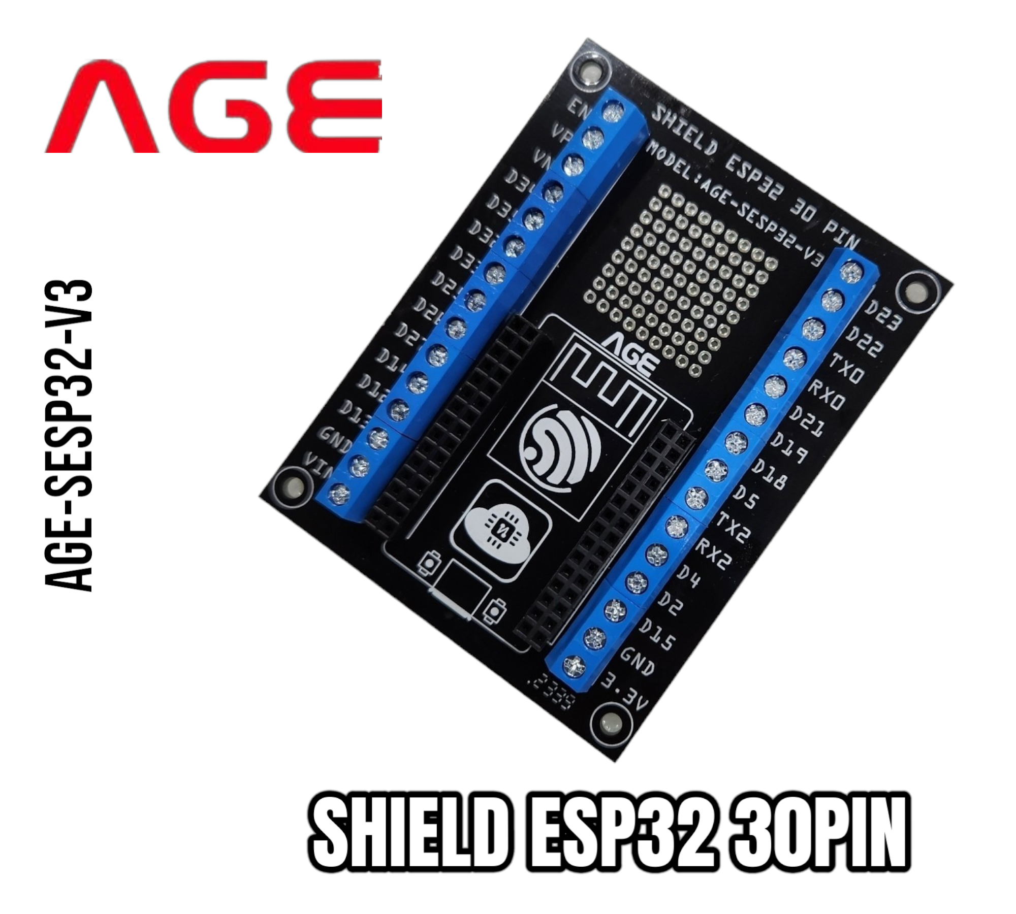 SHIELD NodeMCU ESP32 30 PIN, AGE-SESP32-V3,Screw Shield บอร์ดขยายขา บอร์ดเสริม แบบTerminal block ...