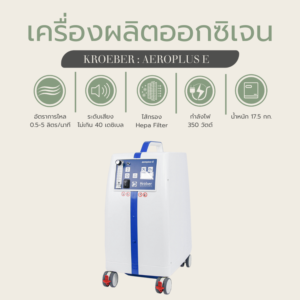เครื่องผลิตออกซิเจน 5 ลิตร Kroeber รุ่น Aeroplus E รับประกันศูนย์ไทย 3 ...