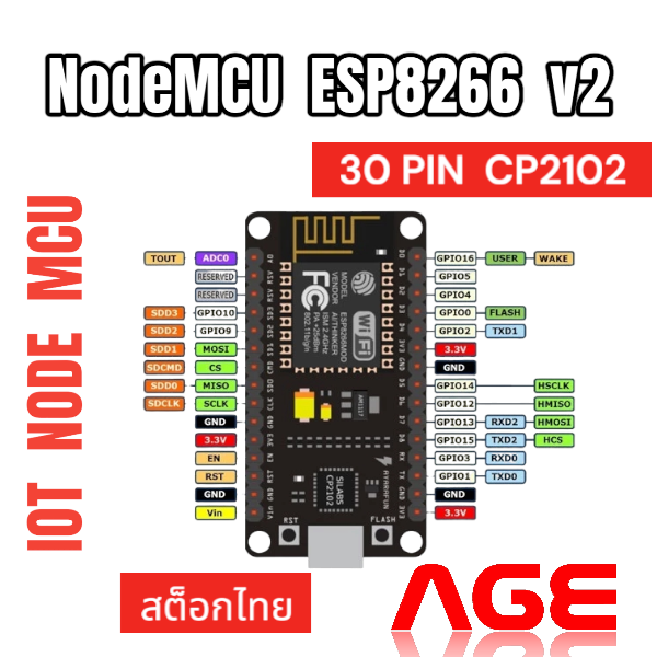 NodeMCU ESP8266 V2 CP2102 ESP8266MOD WiFi IoT Development Board 30 PIN ...