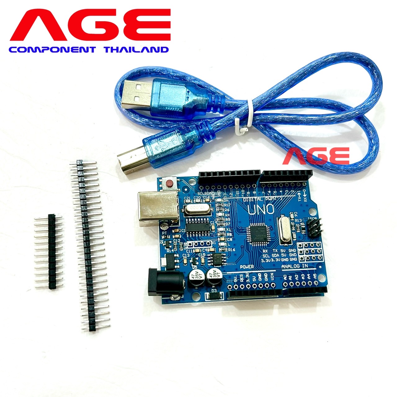 ARDUINO UNO R3 แบบ SMD เพิ่มพอร์ทขยาย พร้อมสาย USB 50 cm - AgeBkk จำหน่ายและนำเข้า Arduino Board ...