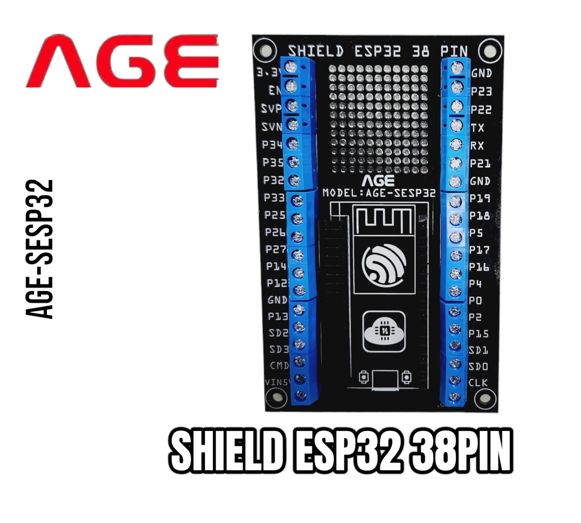 Shield Esp32 38pinบอร์ดขยายขา บอร์ดเสริม Nodemcu Esp32 38pin Screw Shield แบบบัดกรีage Sesp32